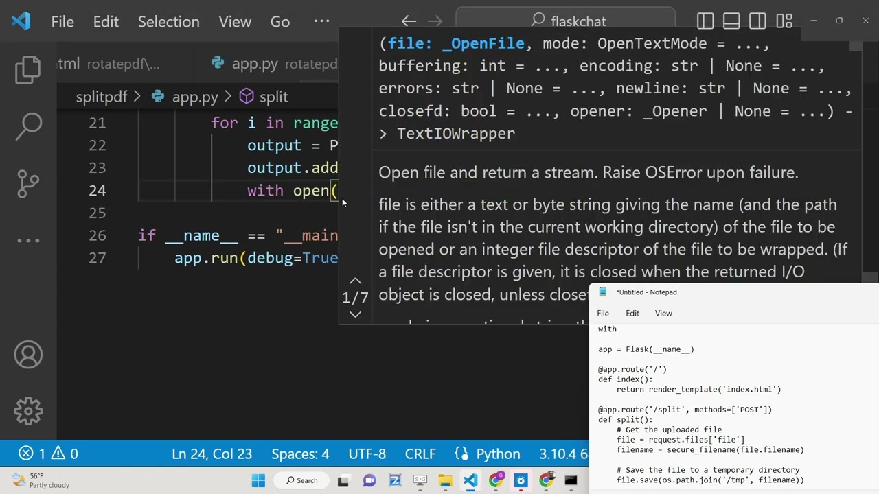 Python 3 Flask Project to Split PDF Document into Multiple Pages Using PyPDF2 Library in Browser