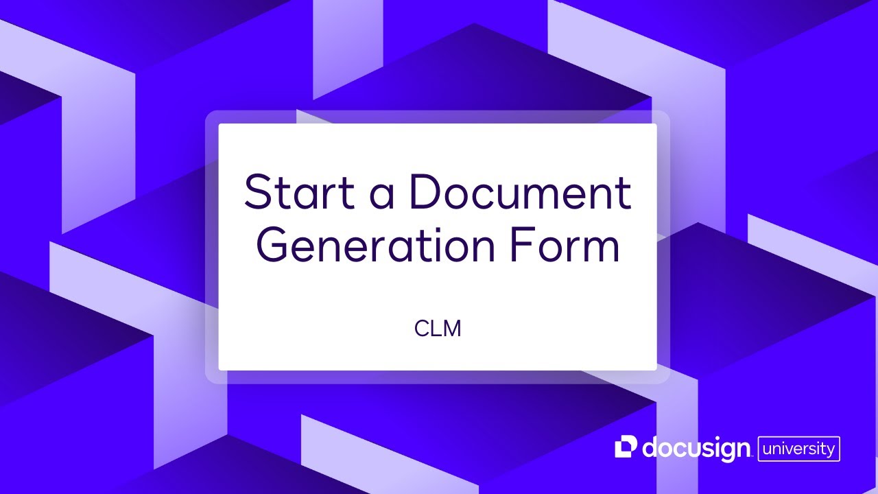 Docusign CLM: Start a Document Generation Form