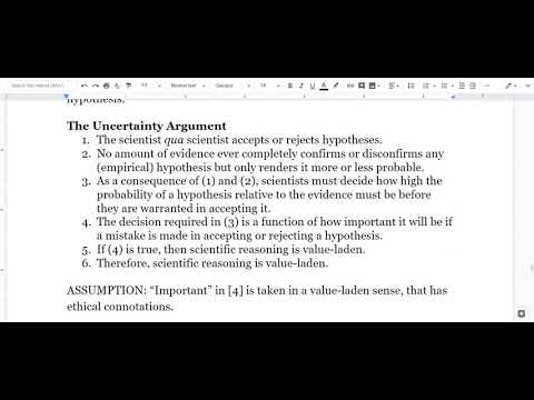 Value-Laden v. Value-Free Models of Science