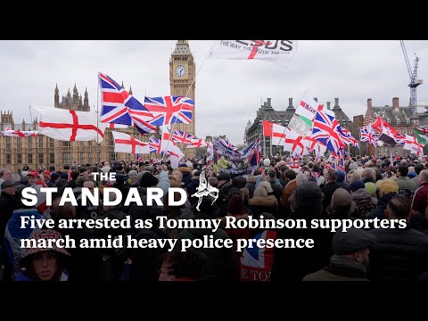 London protests: Five arrested as Tommy Robinson supporters march amid heavy police presence