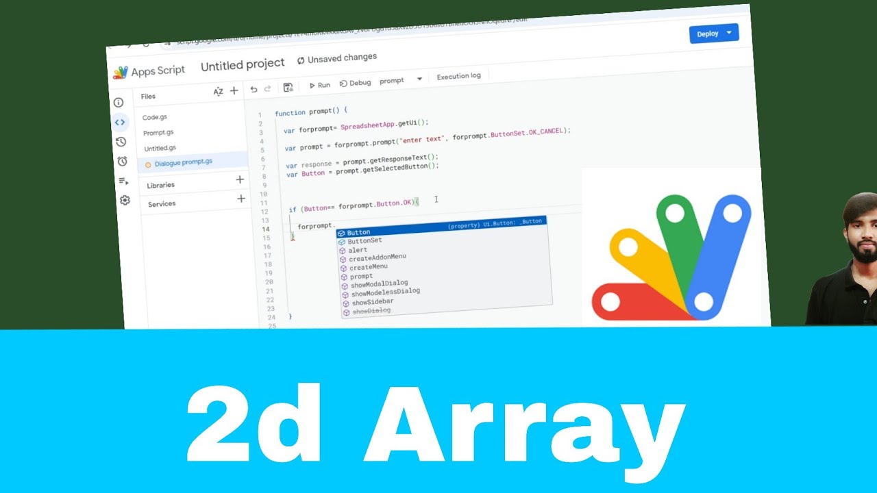 Google Apps Script course (23): 2d array