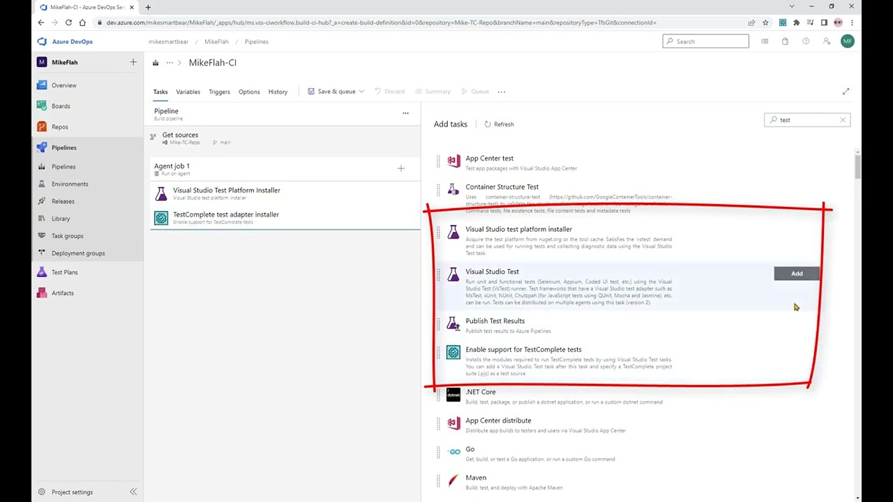 TestComplete - CI / CD - Azure DevOps integration