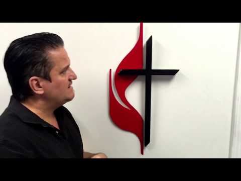 United Methodist Cross & Flames logo sign