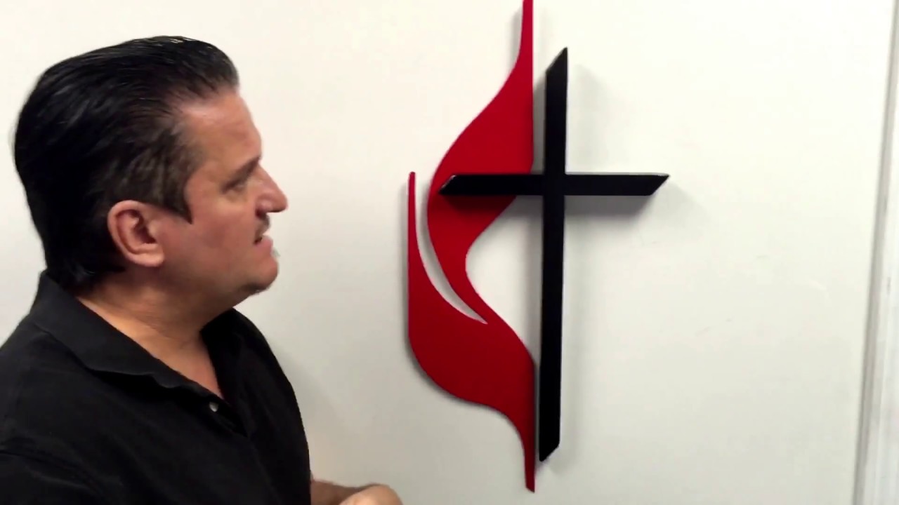 United Methodist Cross & Flames logo sign