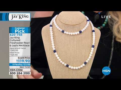 Jay King Cultured Freshwater Pearl and Lapis 36" Necklace