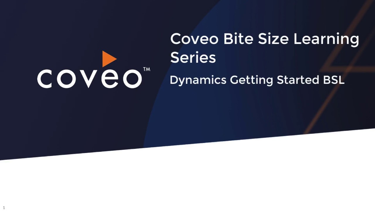 Getting Started with Coveo for Microsoft Dynamics : Coveo Bite Size Learning