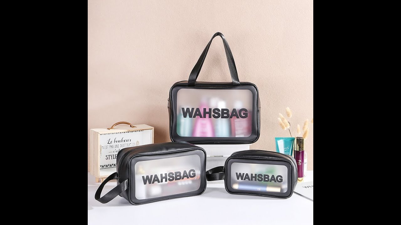 PORTABLE TRAVEL LUGGAGE POUCH TRANSPARENT PVC WATERPROOF COSMETIC TOILETRY BAG WITH ZIPPER HANDHELD