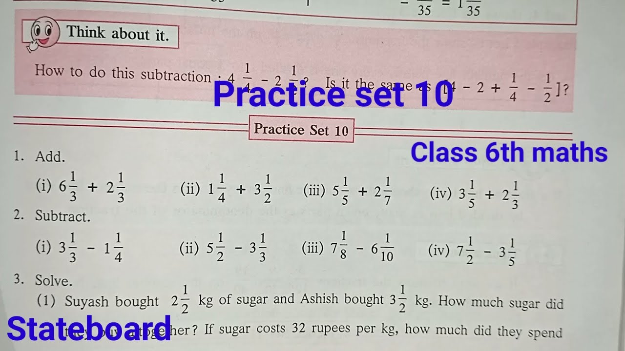 Practice set 10 class 6th maths