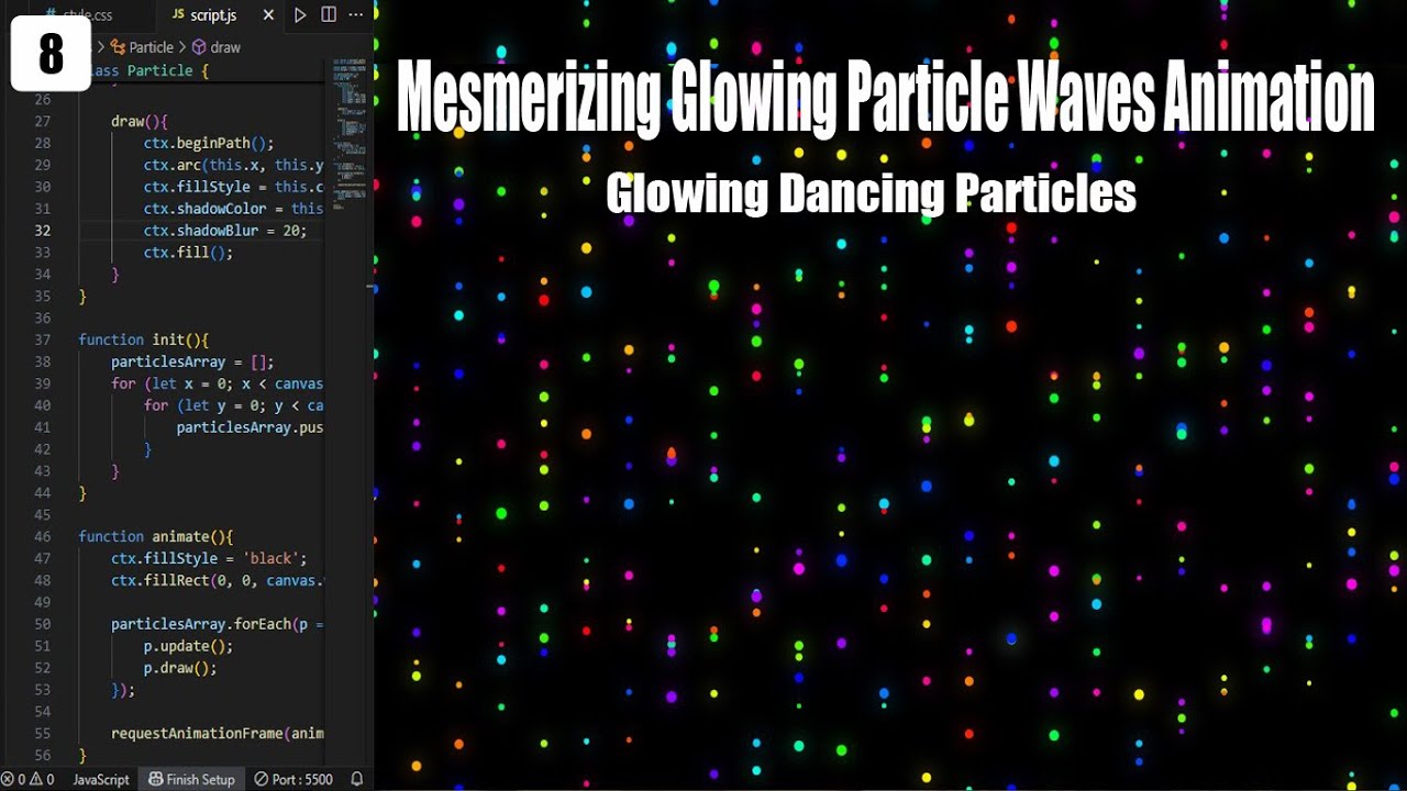 Mesmerizing Glowing Particle Waves Animation | HTML CSS JavaScript Canvas
