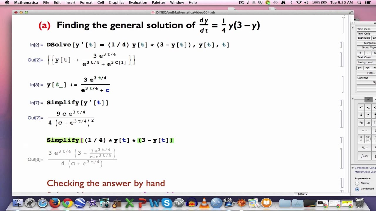 Using Mathematica for ODEs, Part 4 (use DSolve, Plot, VectorPlot, Show, Simplify, Solve, & Apart)