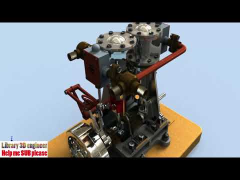 98.Vertical Twin Steam Engine with Reverse Gear || free download 3D model