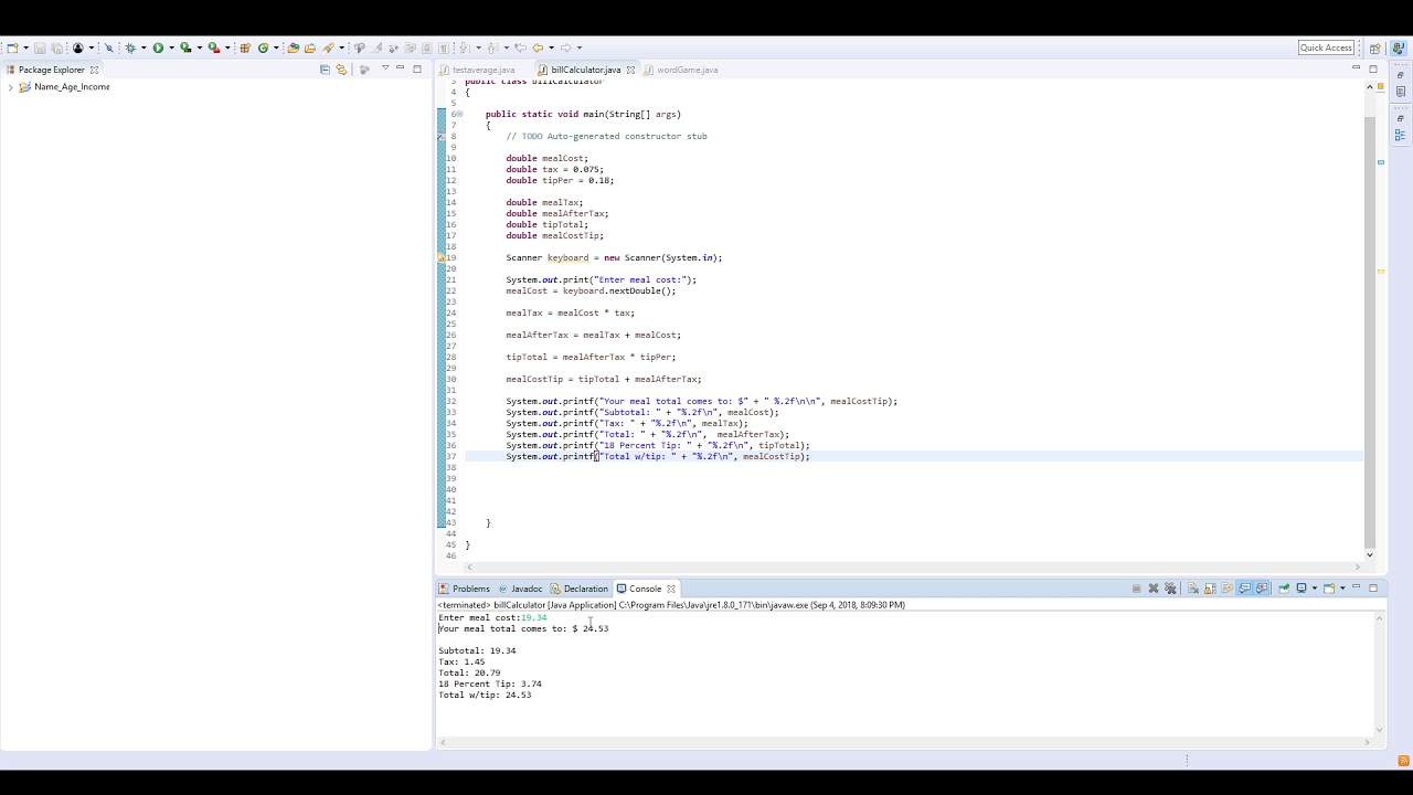 Chapter 2 - Java Programing Challenges