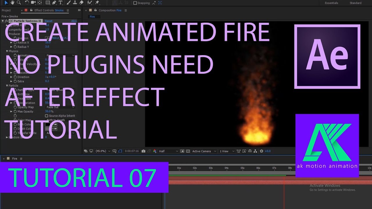 HOW TO CREATE ANIMATED FIRE,  NO PLUGINS, AFTER EFFECT TUTORIAL || AK MOTION ANIMATION