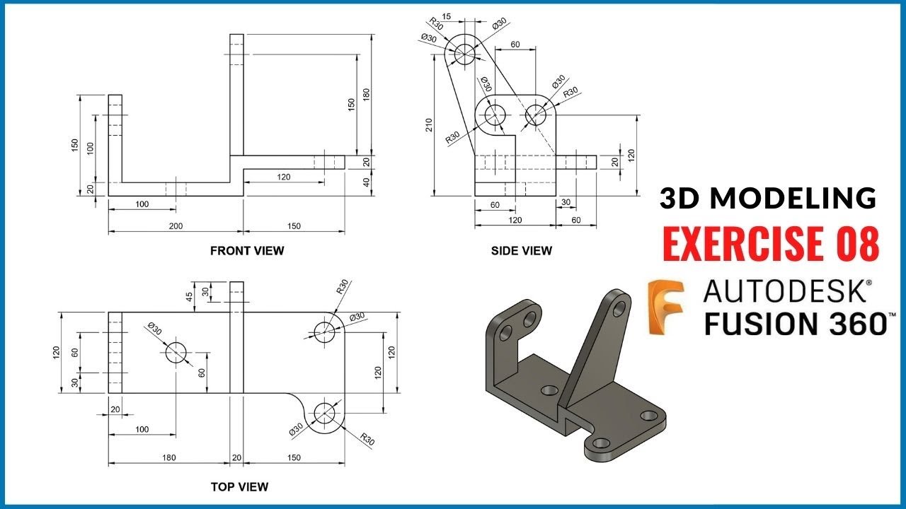 Fusion 360 practice exercises for beginners | Tutorial 008