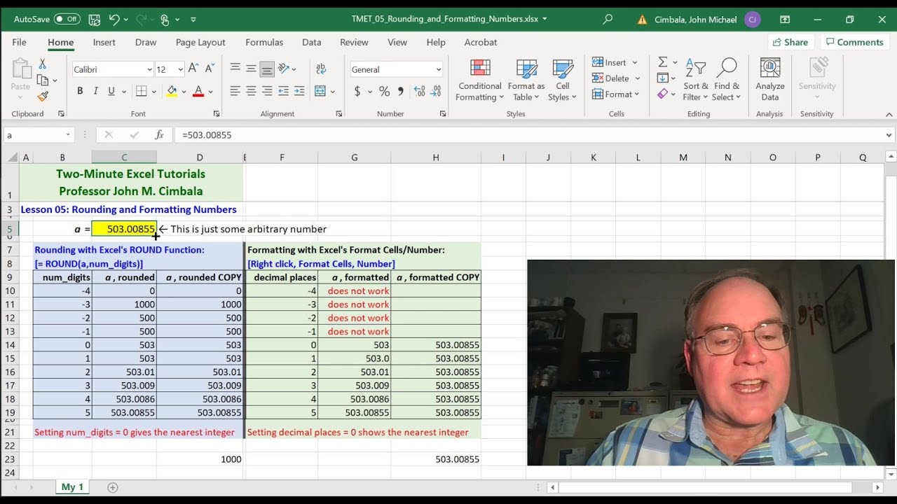Excel Tutorial Rounding and Formatting
