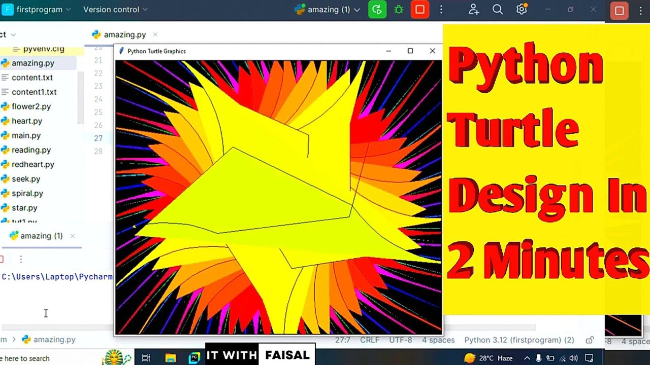 How To Draw Amazing Python Turtle Graphics Design | Python Coding Art For Beginners