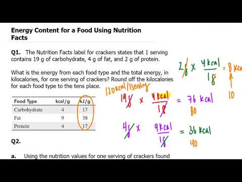 Calculate Energy Content for a Food Using Nutrition Facts