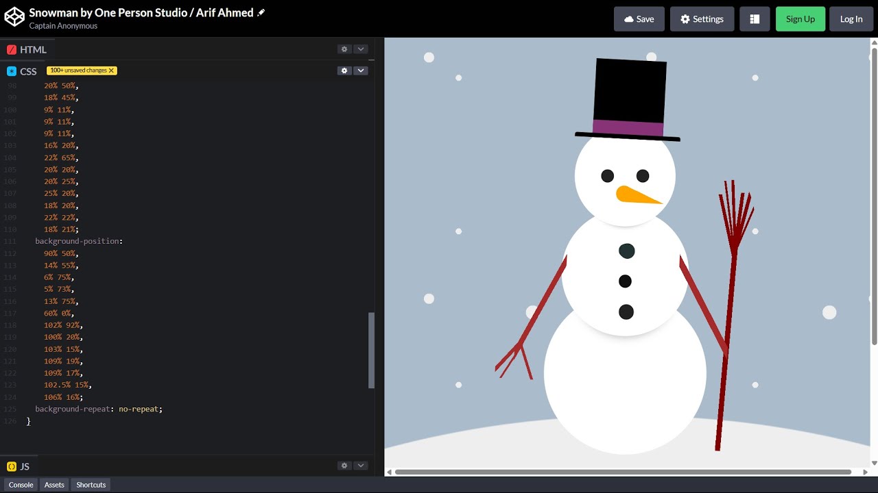 ASMR Programming - SNOWMAN in CSS - No Talking