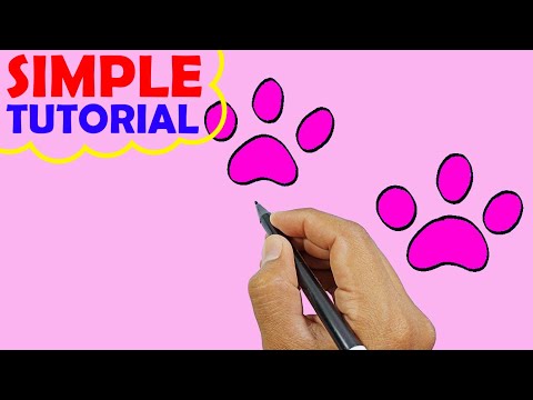 How to draw a cat paw print step by step simple tutorial | Super Simple Drawings