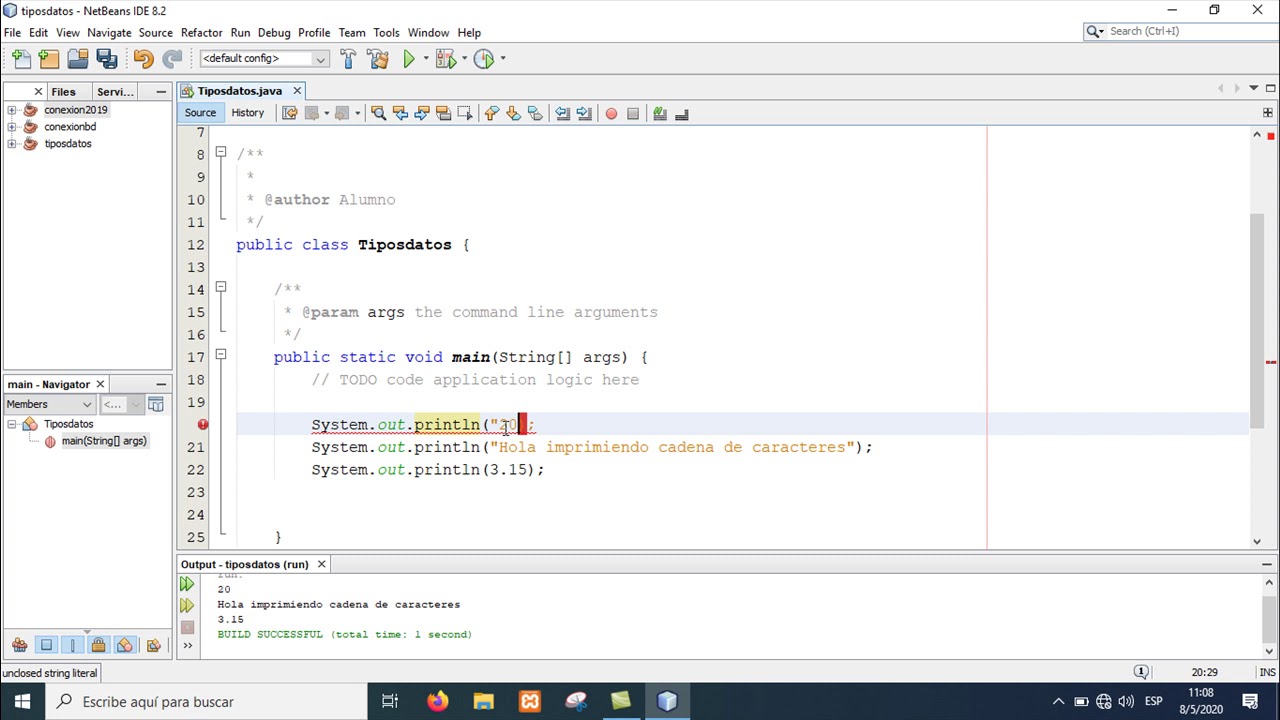Imprimir primeros tipos de datos basicos en Java