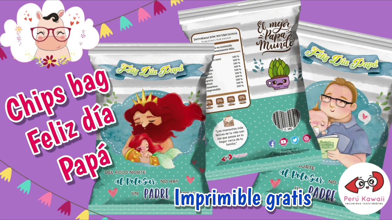 CHIPS BAG IMPRIMIBLE GRATIS-DÍA DEL PADRE - DIY [CÓMO ARMAR UN CHIPSBAG] bolsa de chips