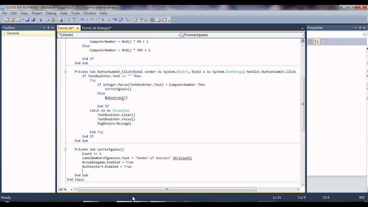 Visual Basic Tutorial 5- Guessing My Number ! New format!