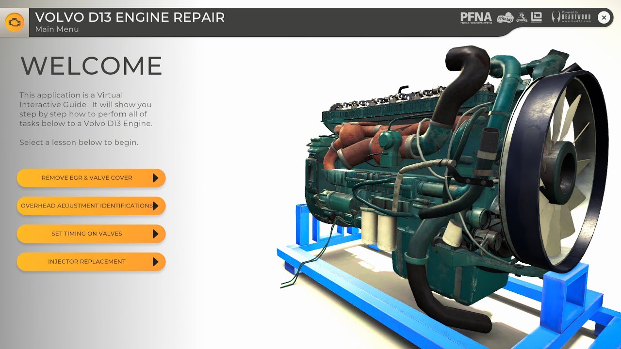 Volvo D13 Engine Repair - 3D Virtual Interactive Guide (VIG)