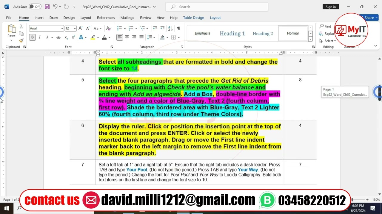 Exp22 Word Ch02 Cumulative Pool