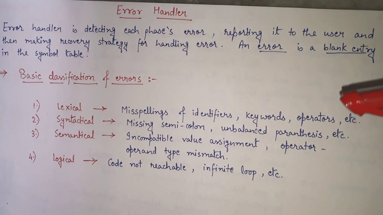 6. Error handler in Compiler design | error handling in all phases of compiler