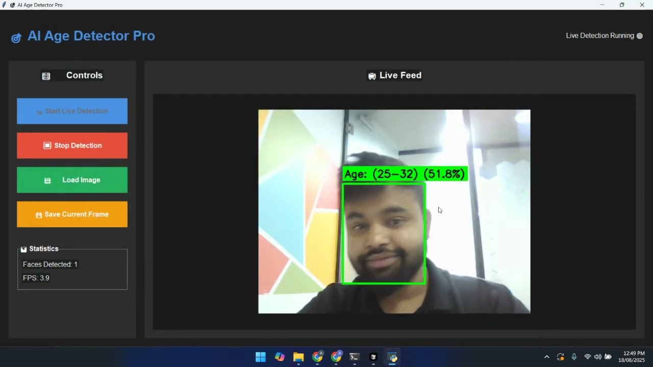 AI Age Detector Pro | Real-Time Age Prediction with Python OpenCV & Tkinter GUI | Source Code