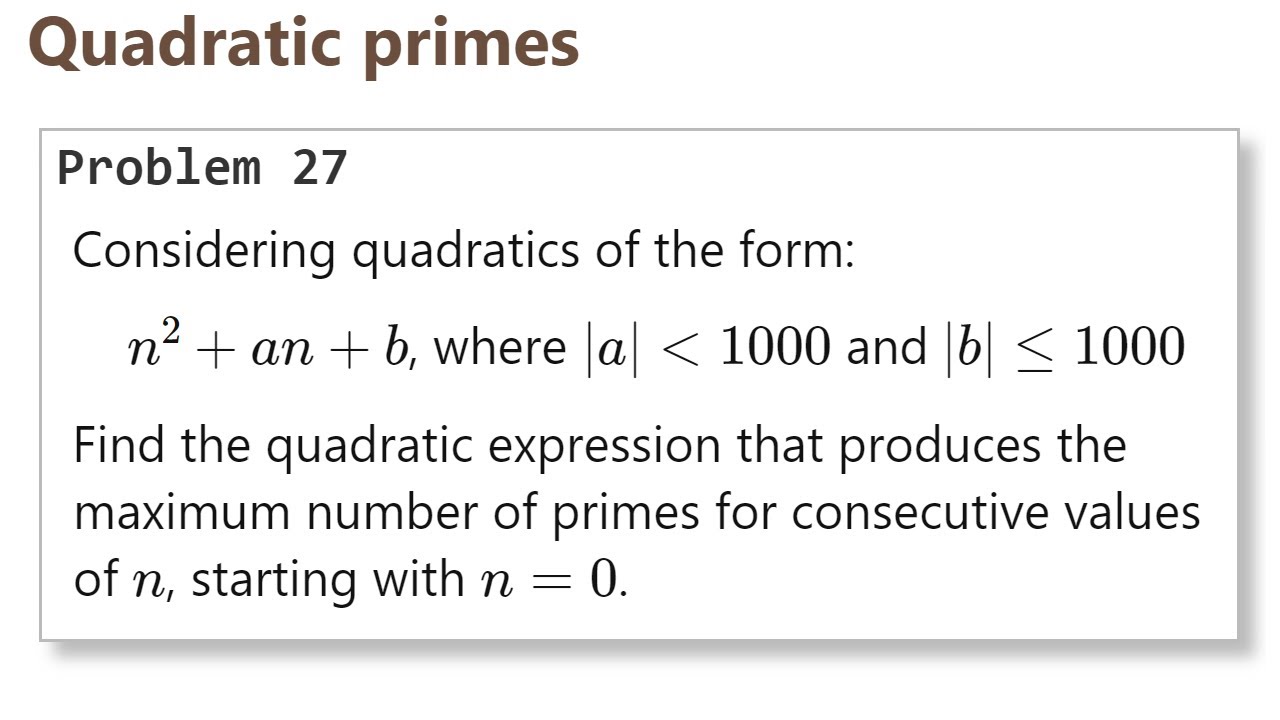 Project Euler: Problem 27 (C/C++)