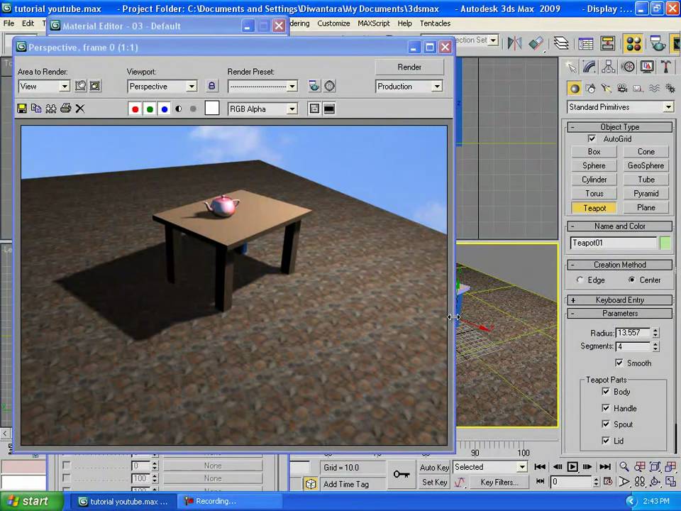 3ds Max Tutorials - Beginner (2) Add Light and Material to Object (Table)