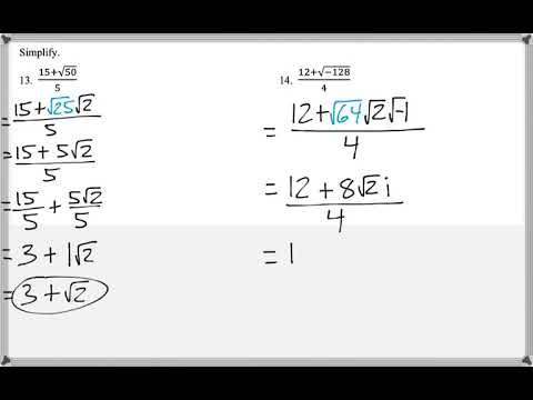 Math 122 : 2.4 #14 (College Algebra Tutorial : Simplifying Square Roots)