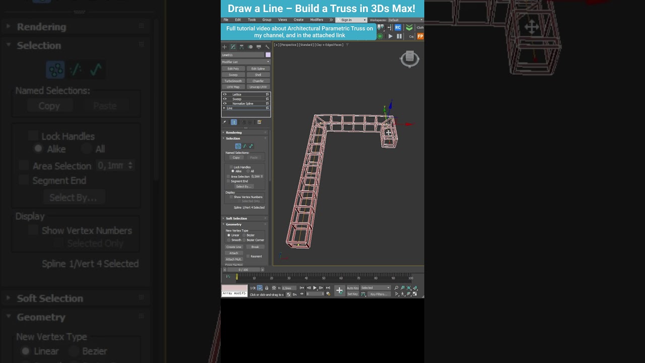 Draw a Line – Build a Truss in 3Ds Max! #shorts  #3dsmax #3dmodeling #truss