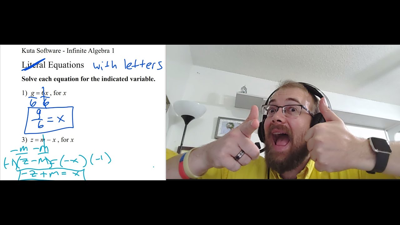 Literal Equations- Algebra 1 Kuta Worksheet Series