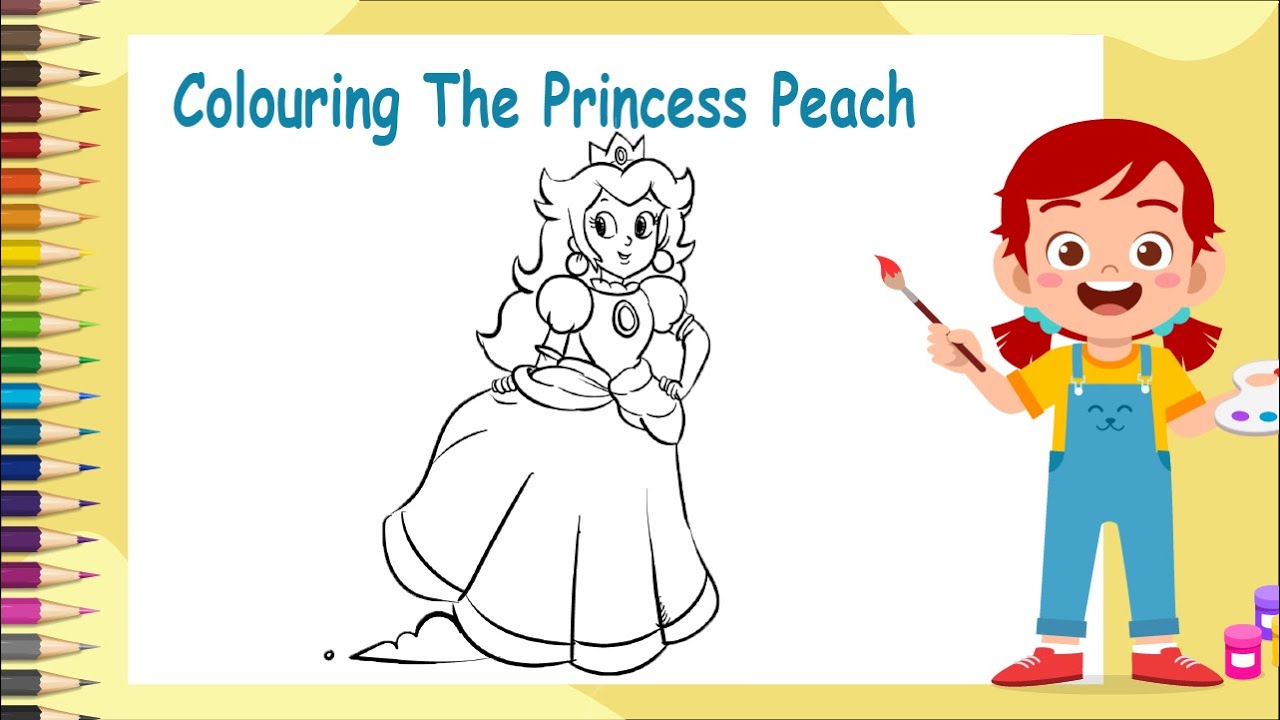 Princess Peach Coloring Page | Super Mario Nintendo Coloring Page | The Coloring Page