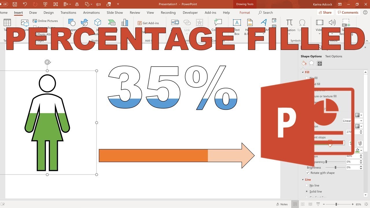 How to fill the area of a shape by a percentage in powerpoint