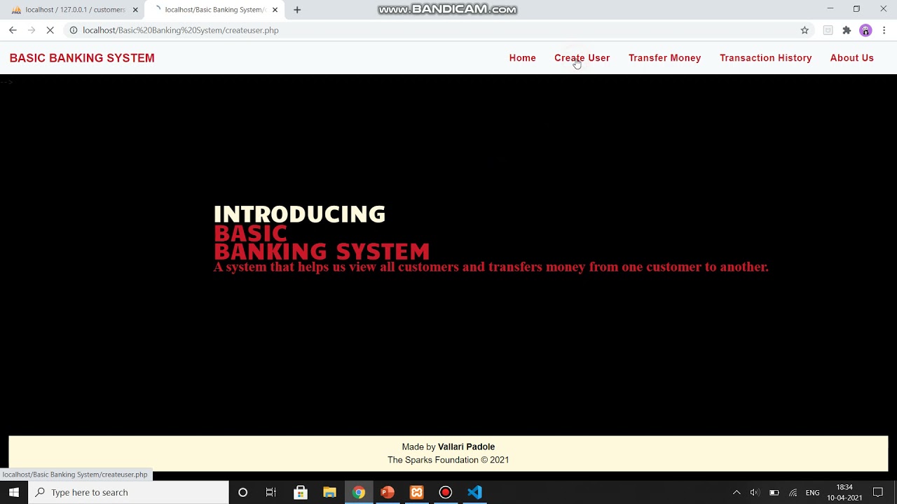 Basic Banking System Website with source code - Sparks Foundation | Web Development | Vallari Padole