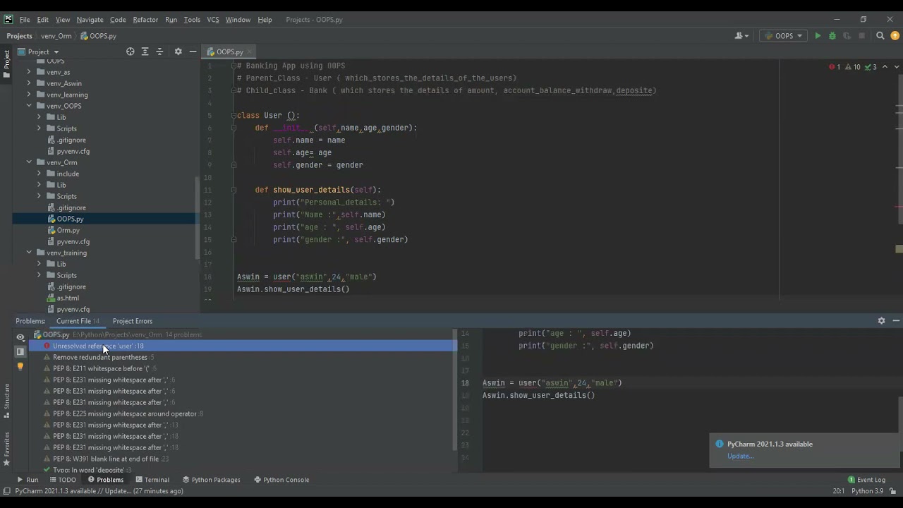 How to create a banking system using Object Oriented Programming in python for beginners