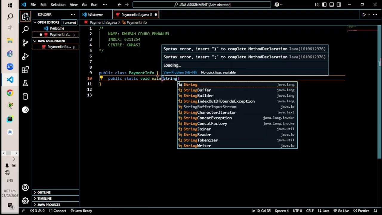 Java Assignment for DIT 2