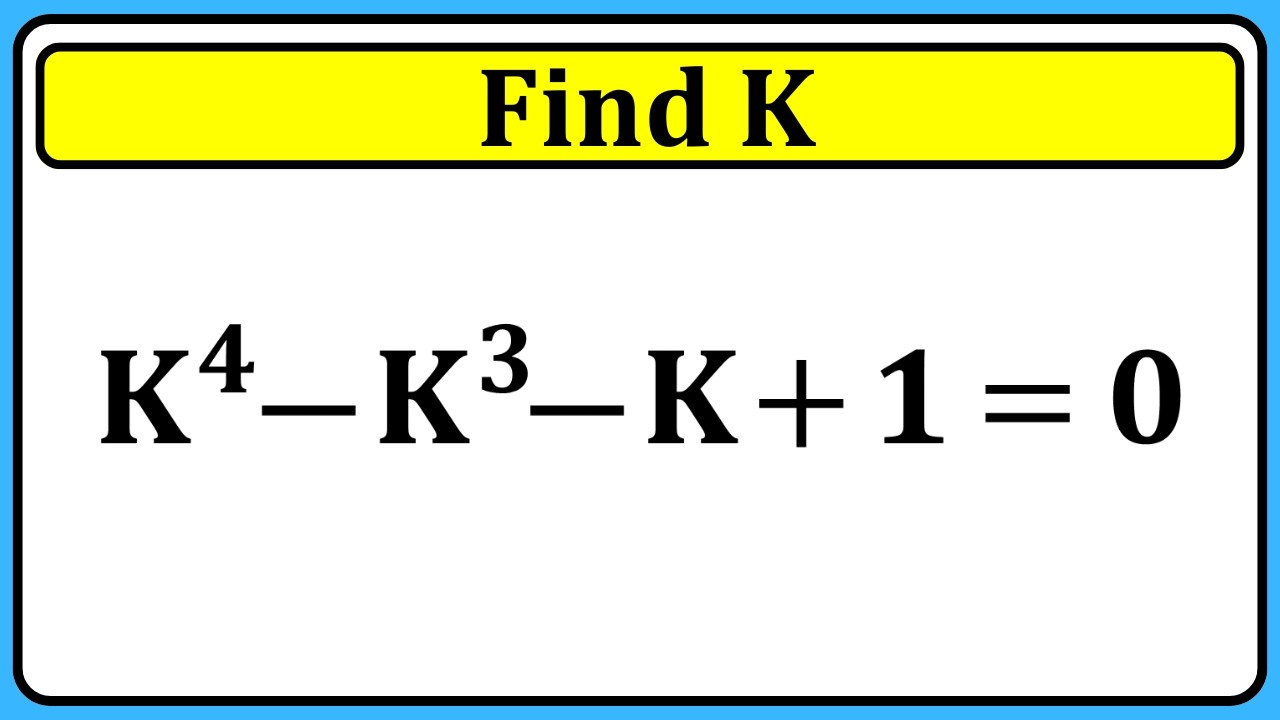 Nice Algebra Math Simplification | Find the Values of K | Algebra