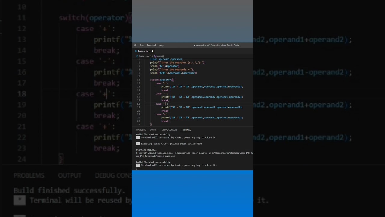C program to create a basic calculator| Basic C tutorial