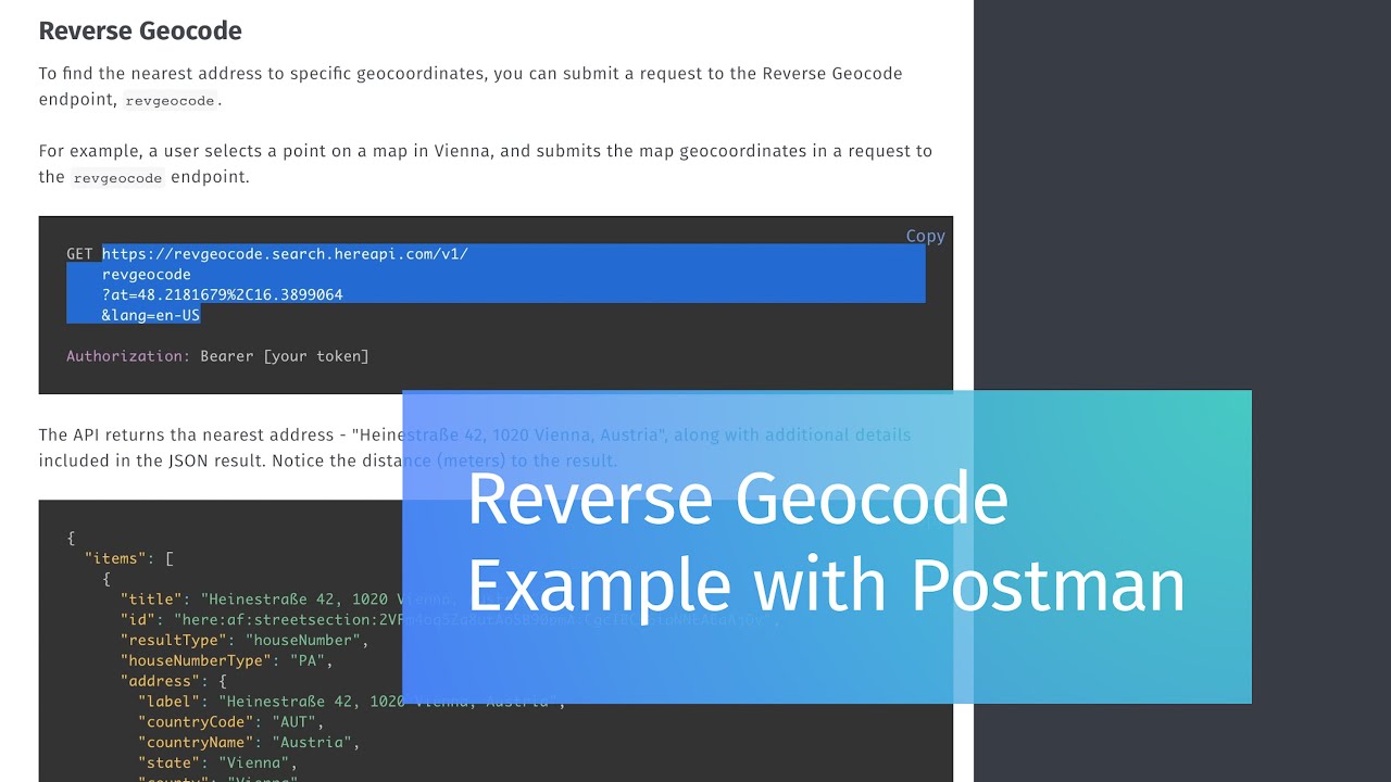 Reverse Geocode (Lat and Lon) Example with Postman and HERE Location APIs