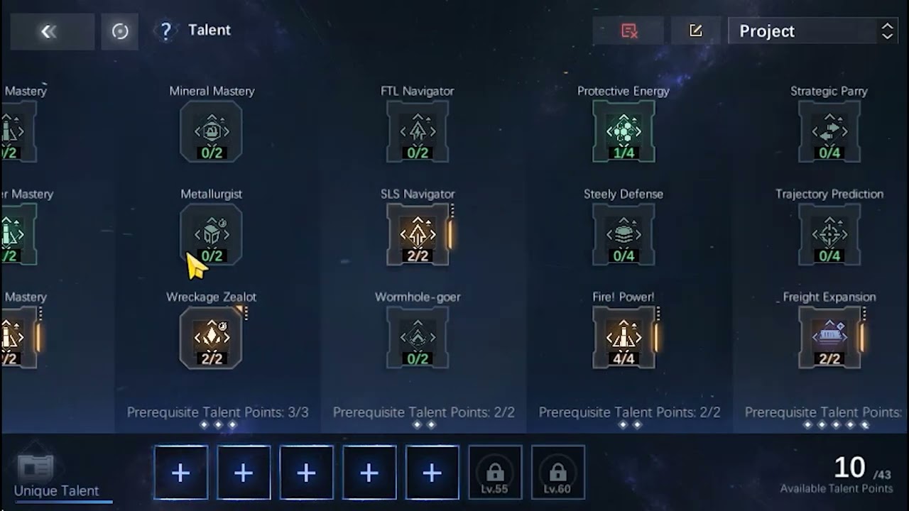 Update Talent - Singularity. Nova Space Armada