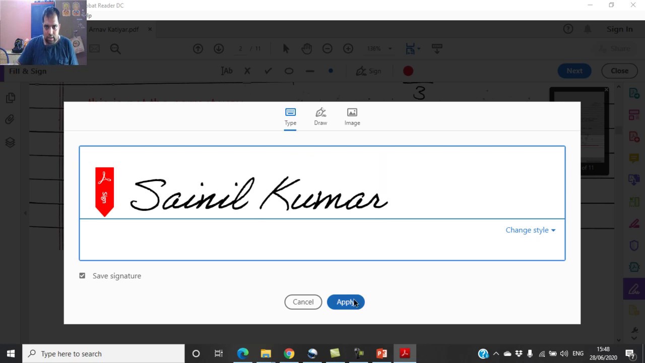 Evaluation answers sheet in PDF format using Adobe Acrobat DC