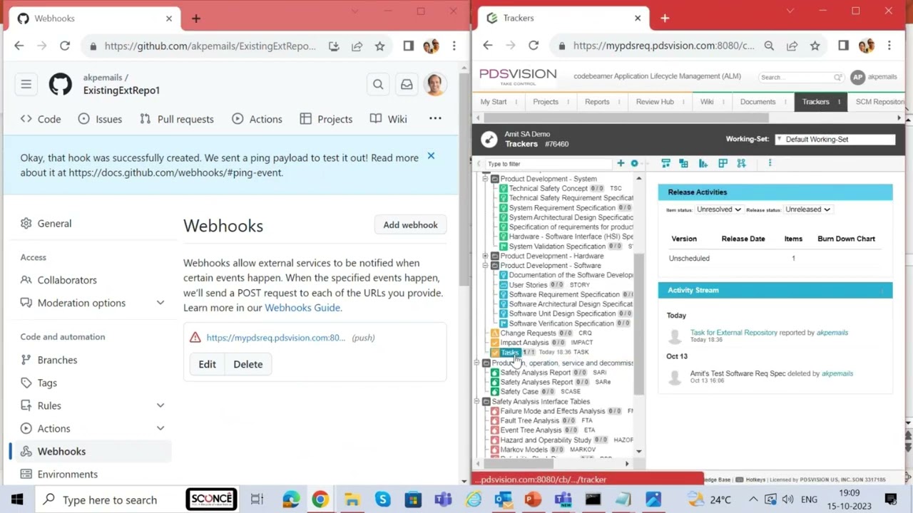 PDSVISION | Existing Github Repo Integration with Codebeamer