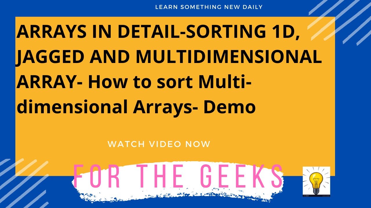 How to sort Multidimensional Arrays (Rectangular Arrays)