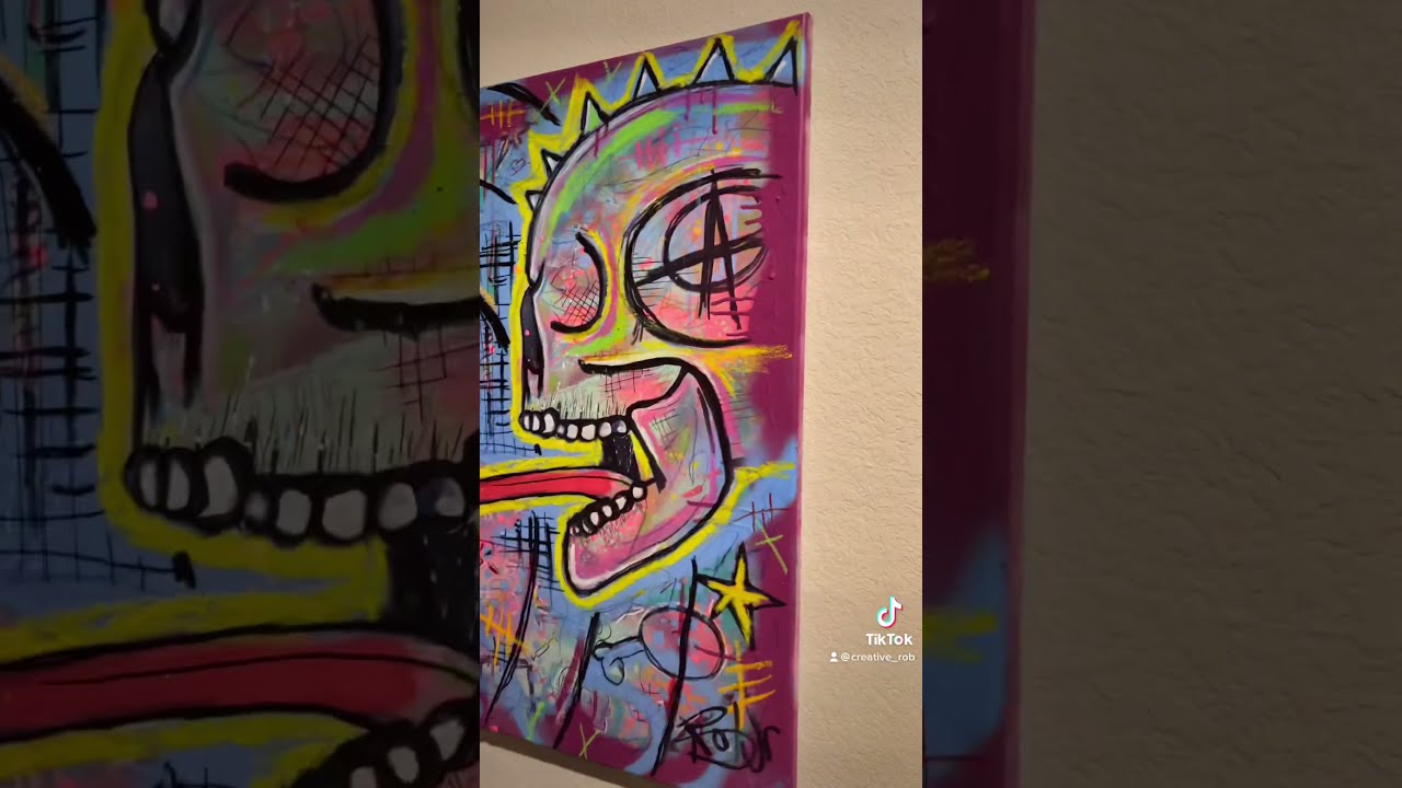 Graffiti style punk rock skull painting #shorts