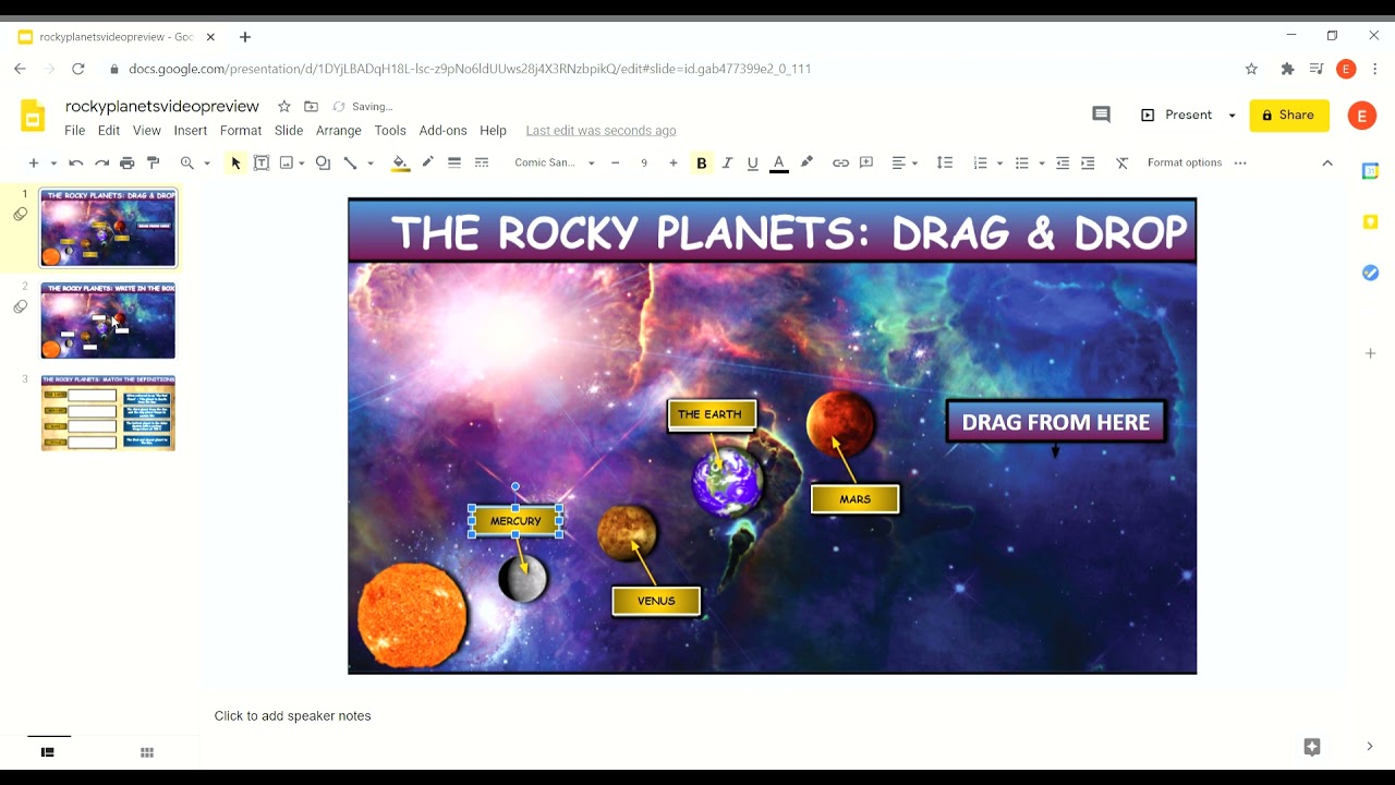 The Rocky Planets: Digital Worksheets: Drag & Drop: Distance Learning
