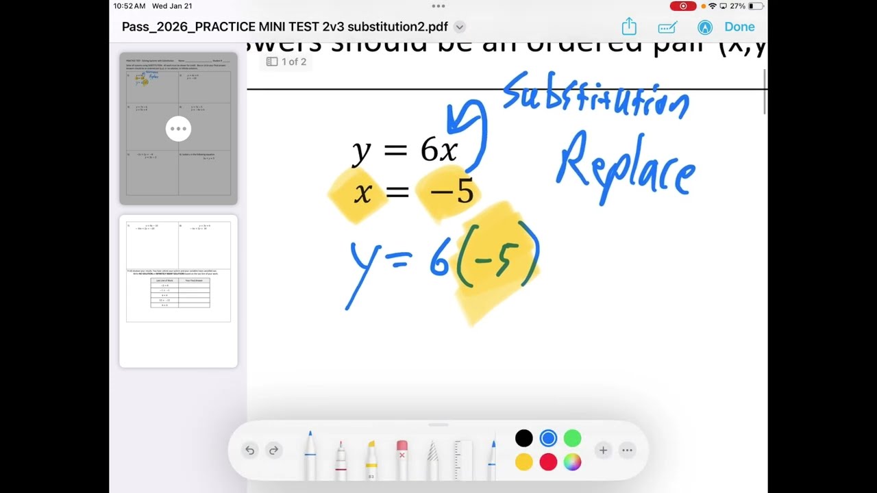 Math 8 Module 6 Substitution Practice Test